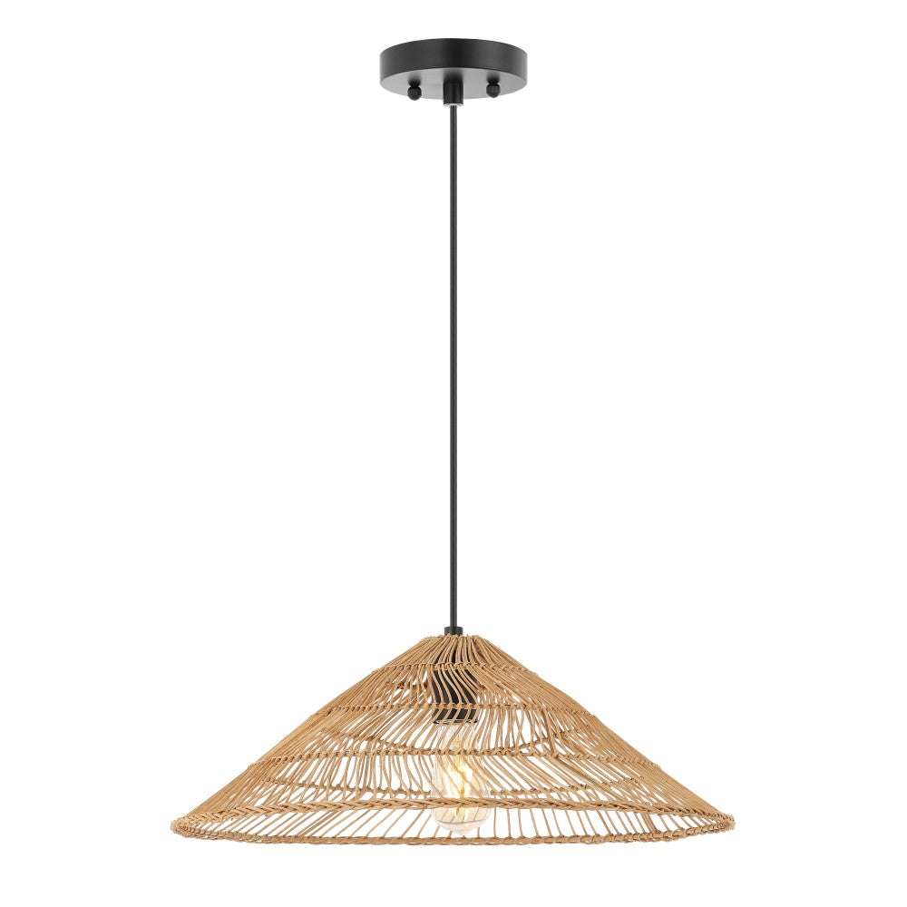 triangle 20.25" Farmhouse Coastal Rattan 180" Cord Plug-In or Hardwire ...