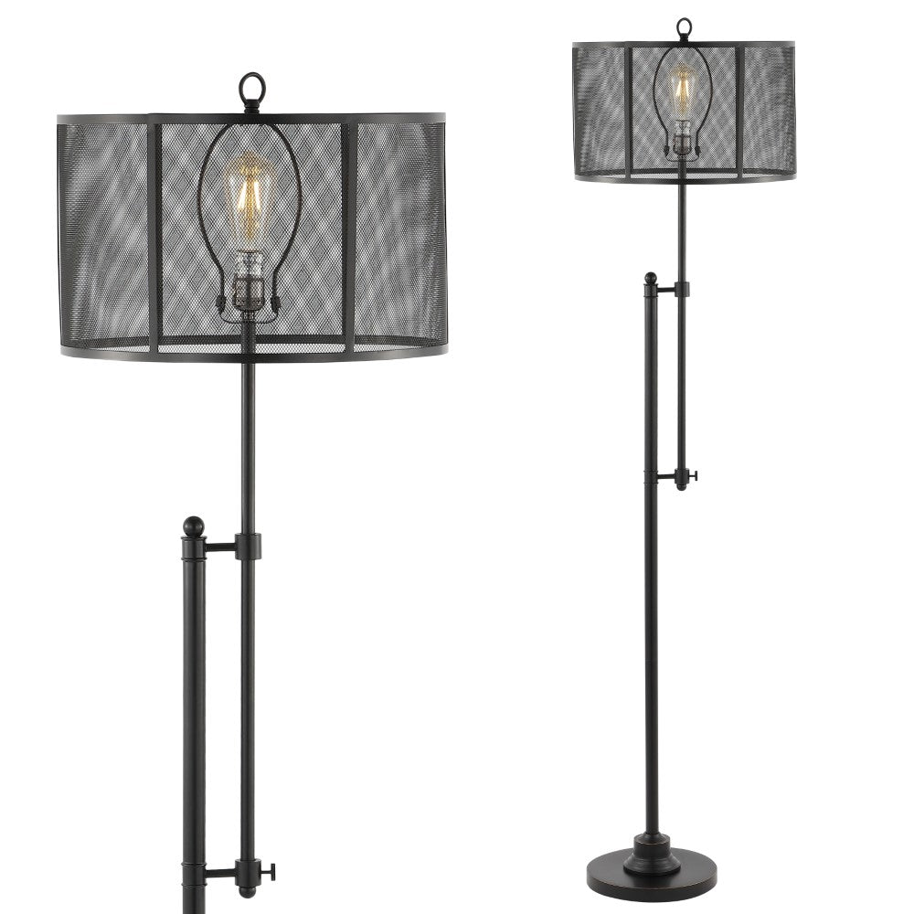 Indy Mesh 64.5" Modern Industrial Iron Height-Adjustable LED Floor Lam ...